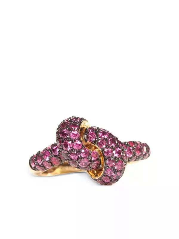THE LOVE KNOT BY CORALIE 18kt Yellow Love Knot Ruby Ring - Gold