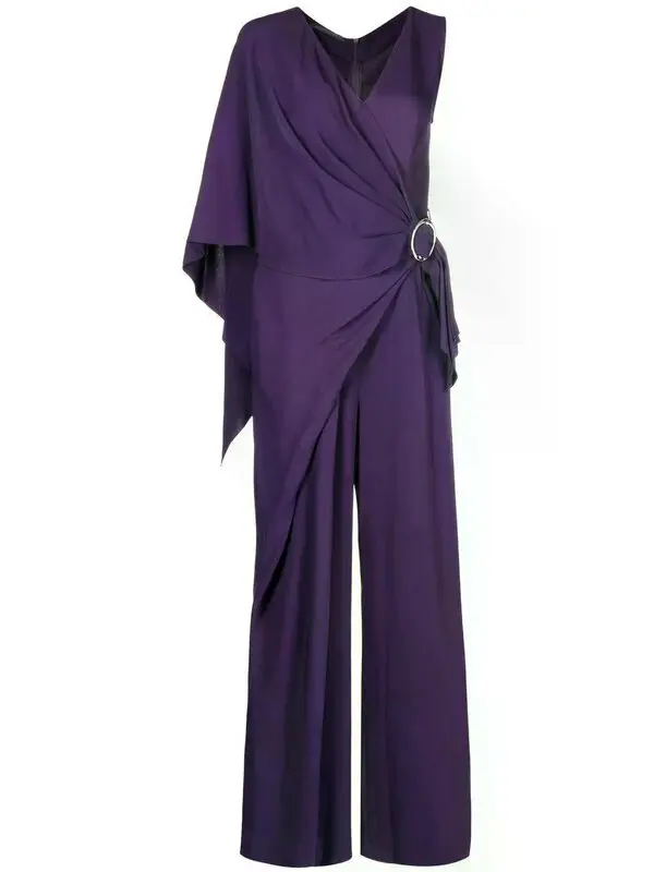 Alberta Ferretti Draped-detail Sleeveless Jumpsuit - Purple