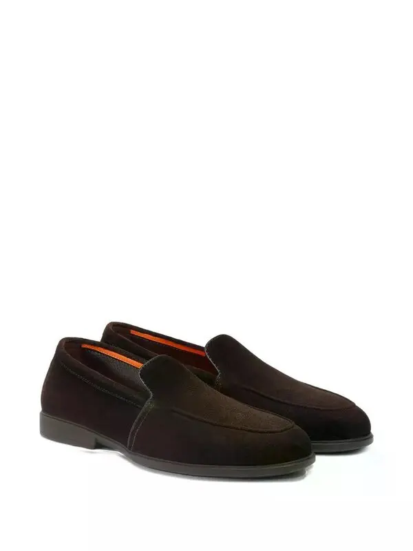 Santoni Suede Panelled Loafers