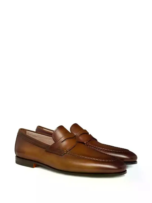 Santoni Leather Penny Loafers