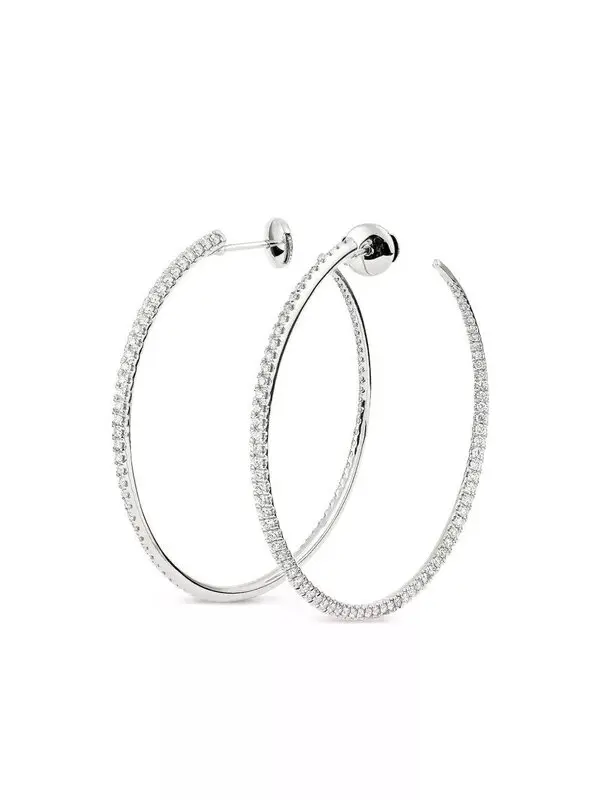 ENGELBERT 18k White Gold Twisted Diamond Hoop Earrings - Silver