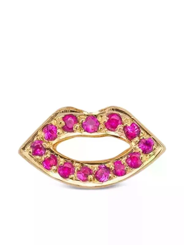 Robinson Pelham 14k Yellow Gold Lips Earring - Pink