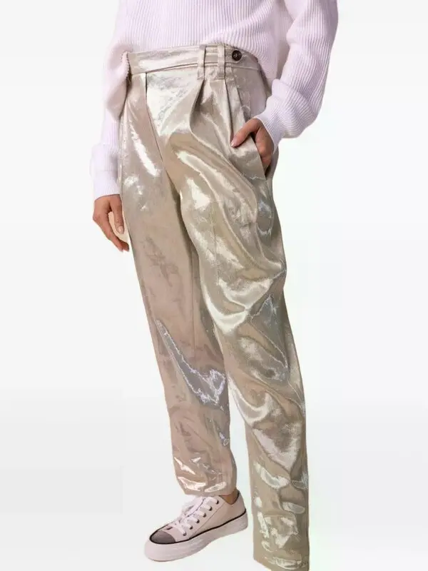 Brunello Cucinelli Metallic Pleated Pants