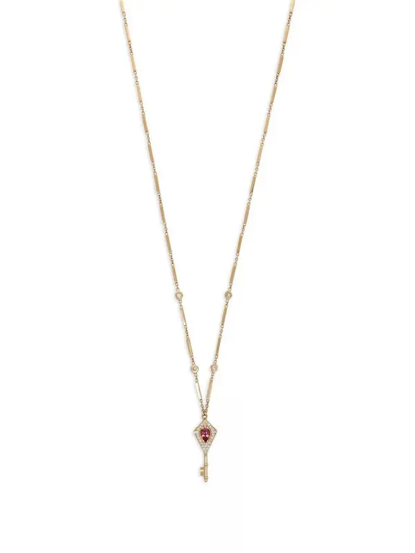 Jacquie Aiche 14k Yellow Pink Tourmaline And Diamond Key Pendant Necklace - Gold