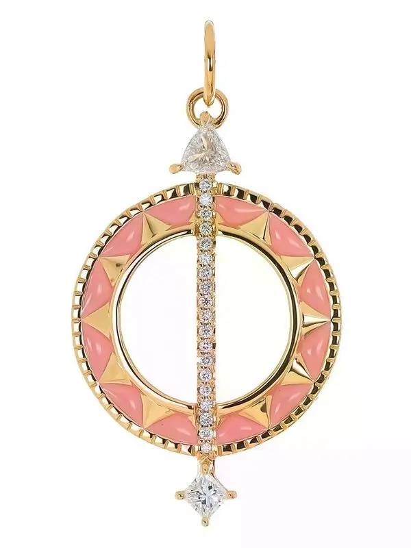 Monica Rich Kosann 18k Yellow Gold Sundial Diamond Pendant - Pink