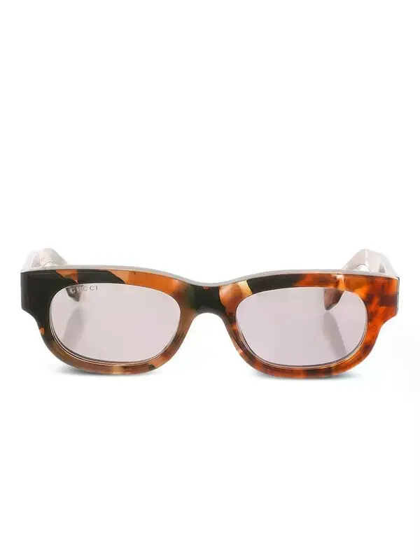 Gucci Rectangle Tortoiseshell Sunglasses - Brown
