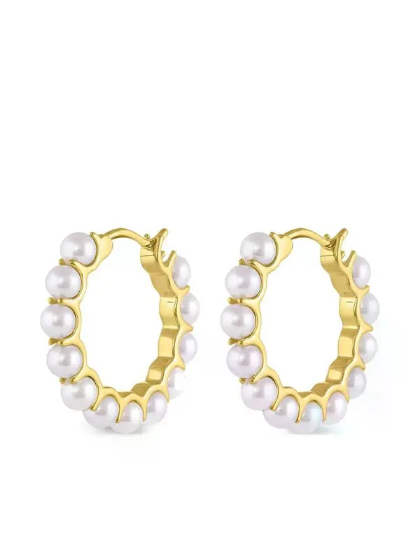 BAGGINS Small Pearl Hoop Earrings - Yellow
