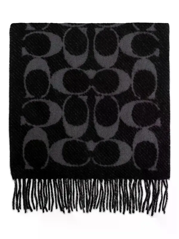 COACH Jacquard Fringed Scarf