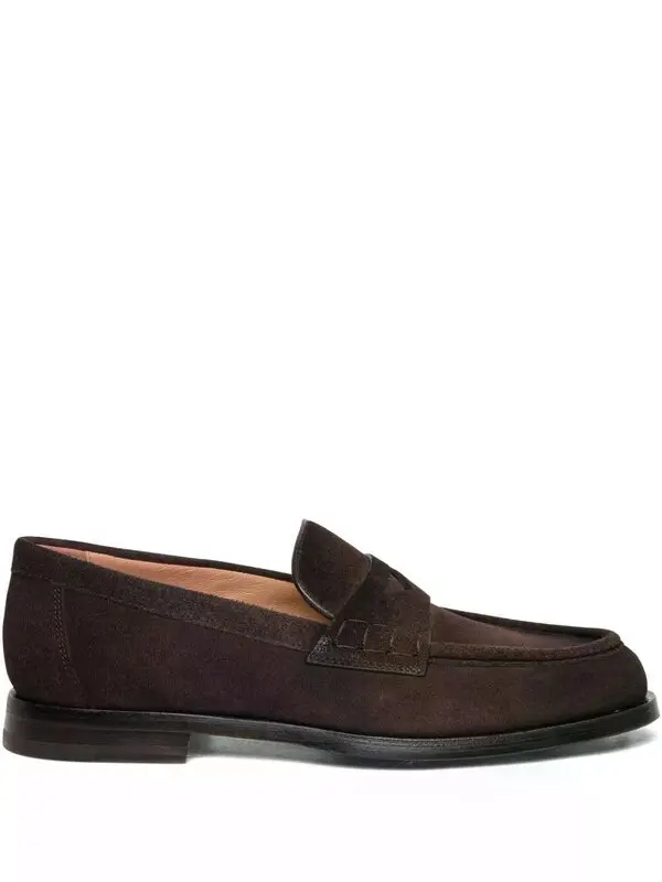 Santoni Suede Penny Loafers
