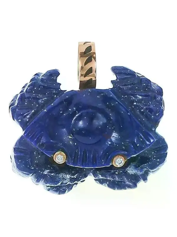 DEZSO 18kt Rose Gold Crab Lapis Lazuli Pendant Necklace - Pink