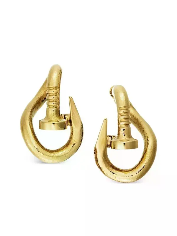 David Webb 18kt Yellow Bent Nail Earrings - Gold