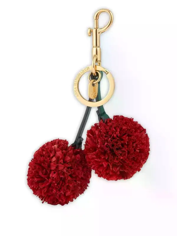 ANYA HINDMARCH Cherry-charm Pom-pom Keyring - Red