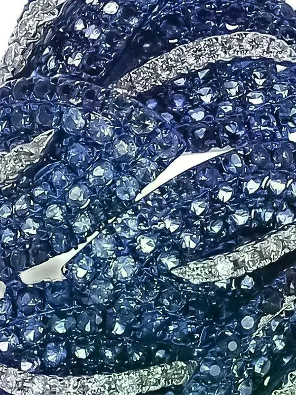 STEFERE 18k White Gold Diamond And Sapphire Leaf Ring