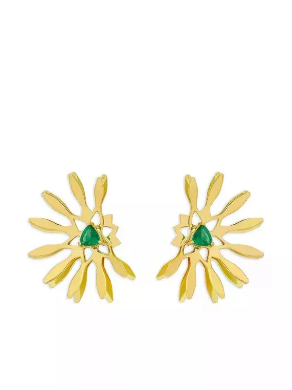 CAROL KAUFFMANN 18k Yellow Emerald Mandala Earrings - Gold