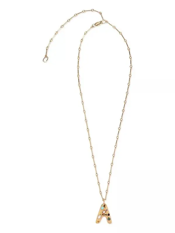 LIZZIE FORTUNATO Confetti Letter Stone-embellished Pendant Necklace - Gold