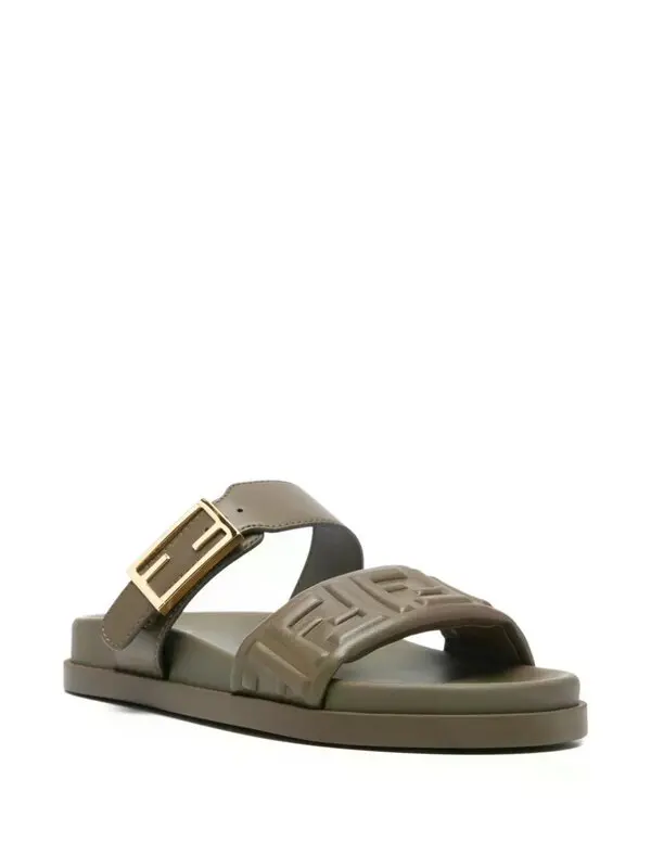 Fendi Embossed Ff Buckle Sandals