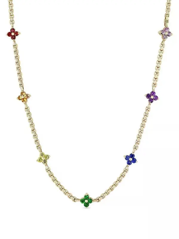 Zoe Chicco 14k Yellow Rainbow Sapphire Necklace - Gold