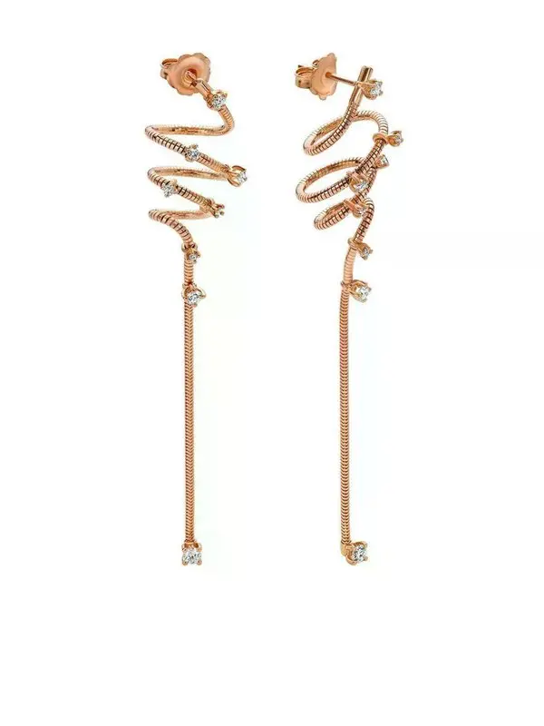 MATTIA CIELO 18k Rose Gold Rugiada Diamond Drop Earrings - Pink