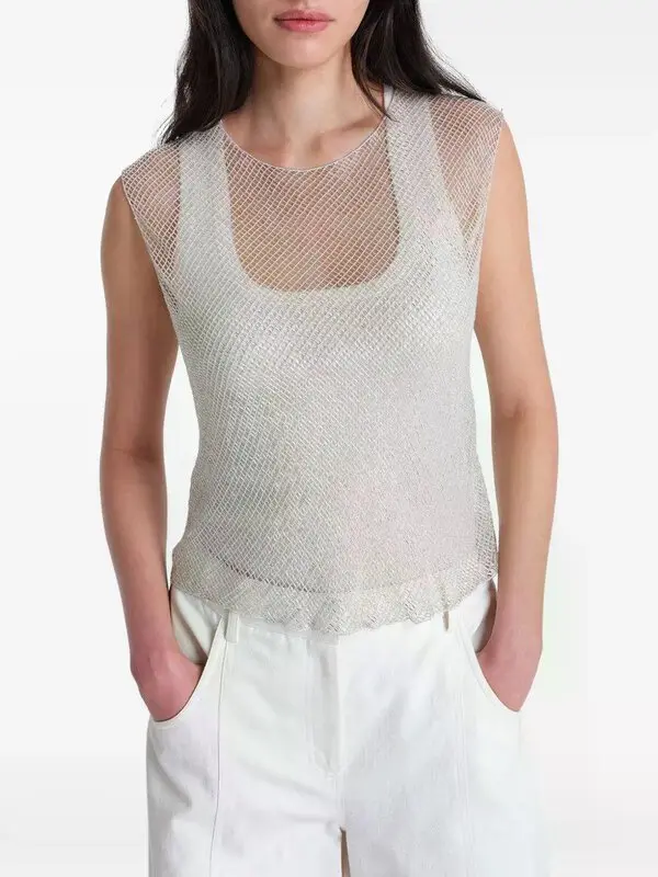 TWP Chloe Beaded Mesh Top