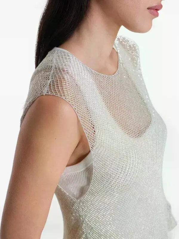 TWP Chloe Beaded Mesh Top