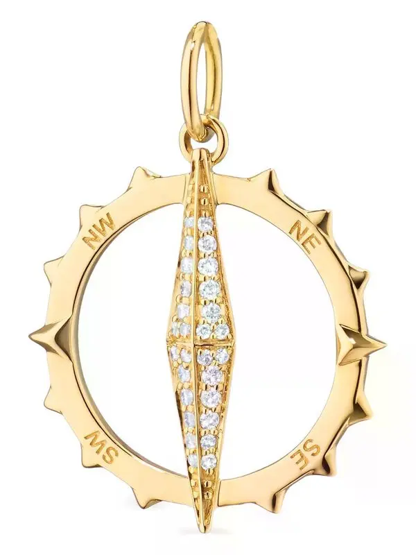 Monica Rich Kosann 18k Yellow Adventure Compass Diamond Pendant - Gold