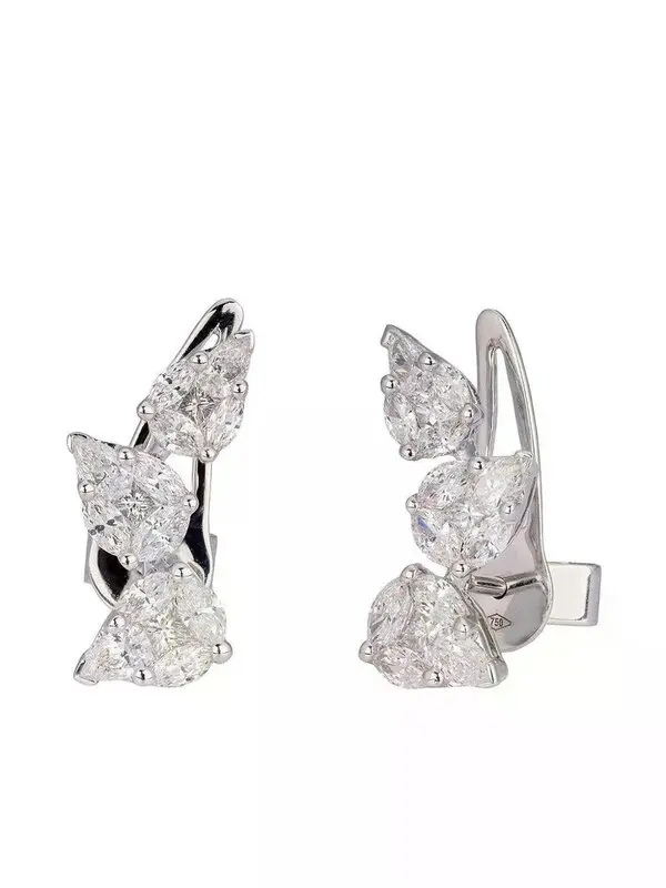 ZYDO 18k White Gold Diamond Pear-cut Earrings - Silver