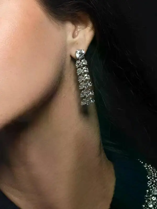 FANTASIA BY DESERIO Heart-shaped Drop Earrings - Silver