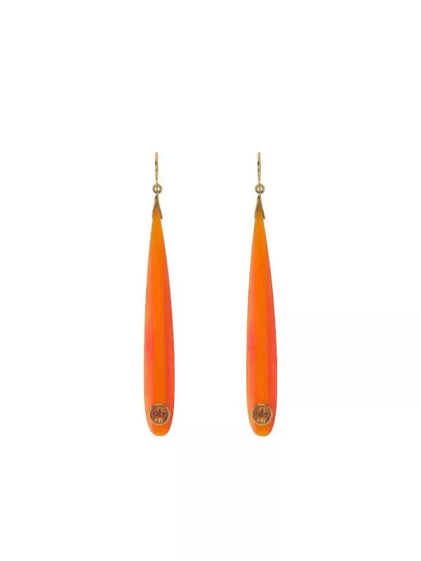 Mark Davis Citrine Bakelite Drop Earrings - Orange