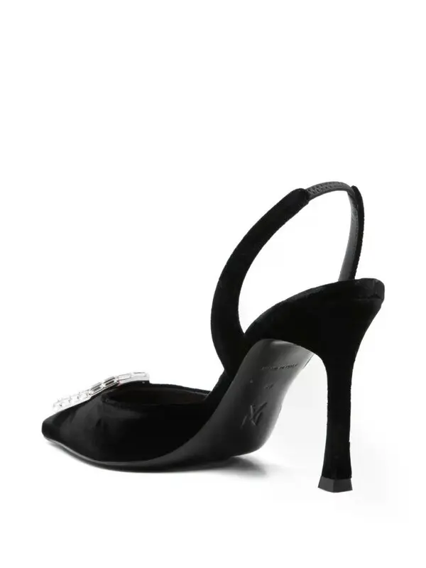 Amina Muaddi 90mm Camelia Embellished Pumps - Black