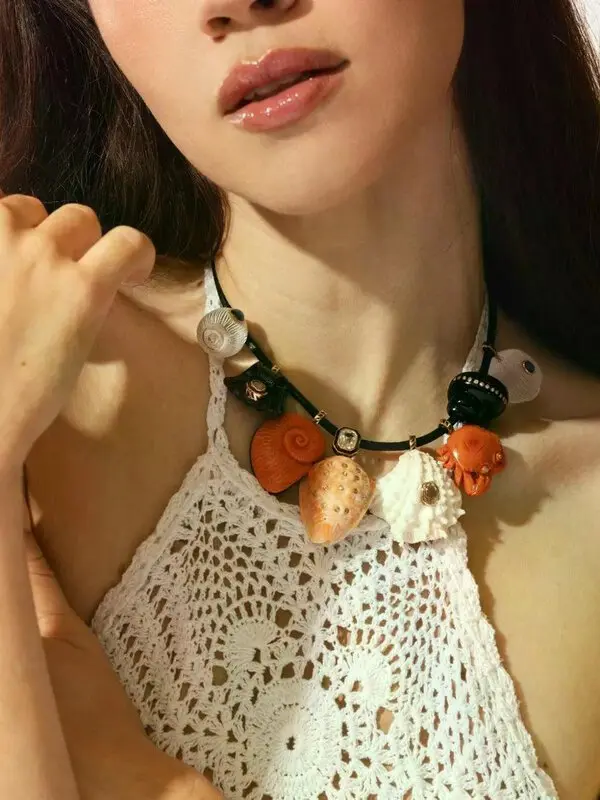 DEZSO 18kt Rose Gold Crab Pendant Necklace