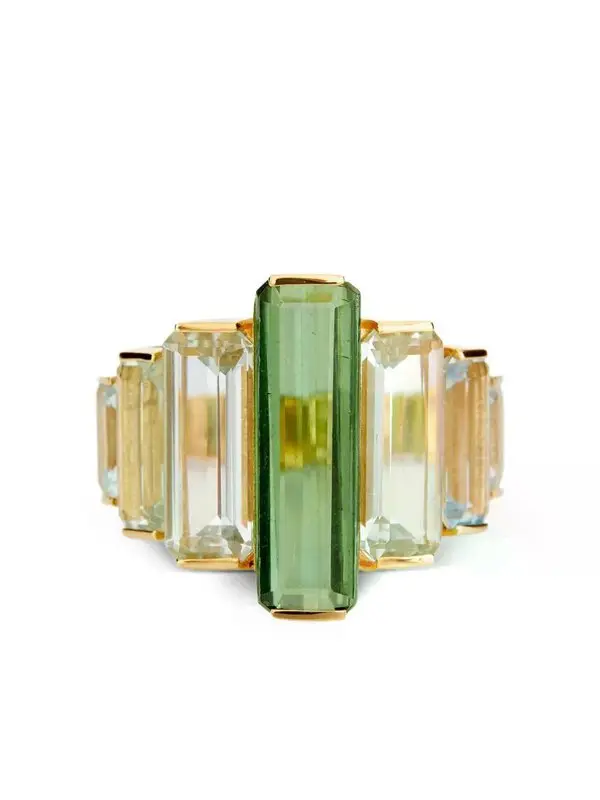 YI COLLECTION 18k Yellow Tourmaline And Aquamarine Ring - Gold