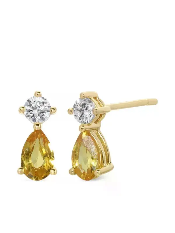 ANITA KO 18k Yellow Sapphire And Diamond Stud Earrings - Gold