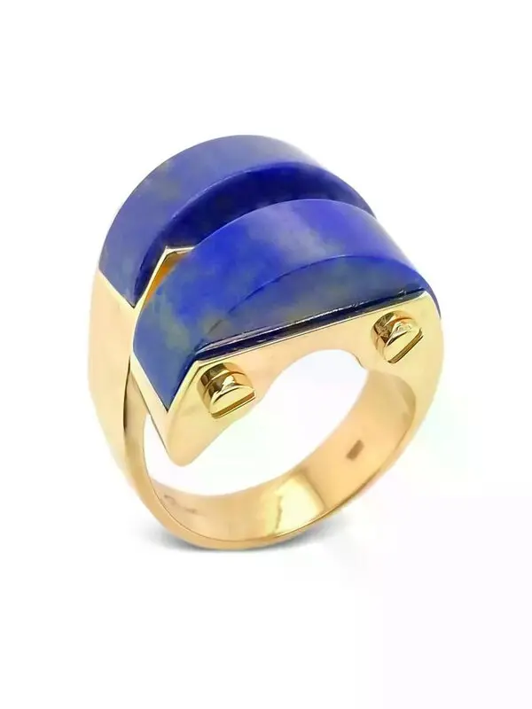 Brooks Brothers 18k Yellow Doppio Arco Lapis Lazuli Ring - Gold