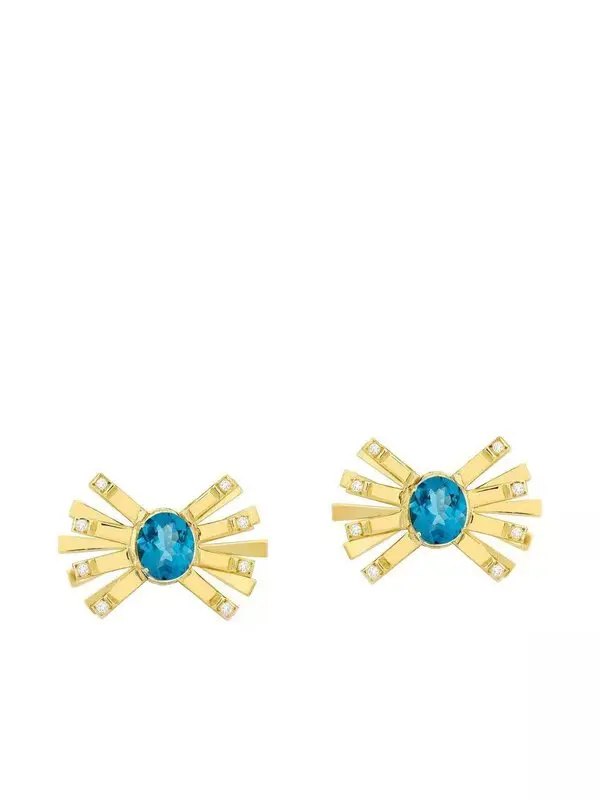 CAROL KAUFFMANN 18k Yellow Blue Topaz And Diamond Farfalle Earrings - Gold