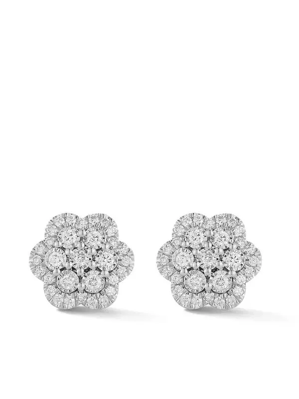 DANA REBECCA DESIGNS 14k White Gold Diamond Flower Earrings - Silver