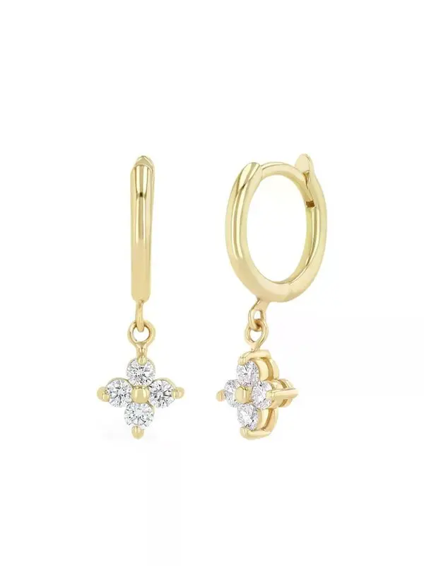 Zoe Chicco 14k Yellow Diamond Flower Earrings - Gold
