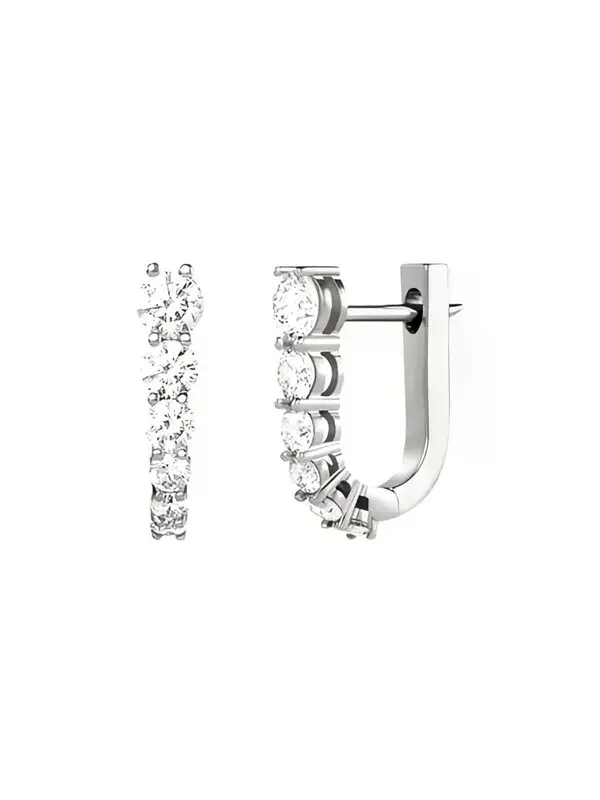 Melissa Kaye 18k White Gold Aria Diamond Hoop Earrings - Silver