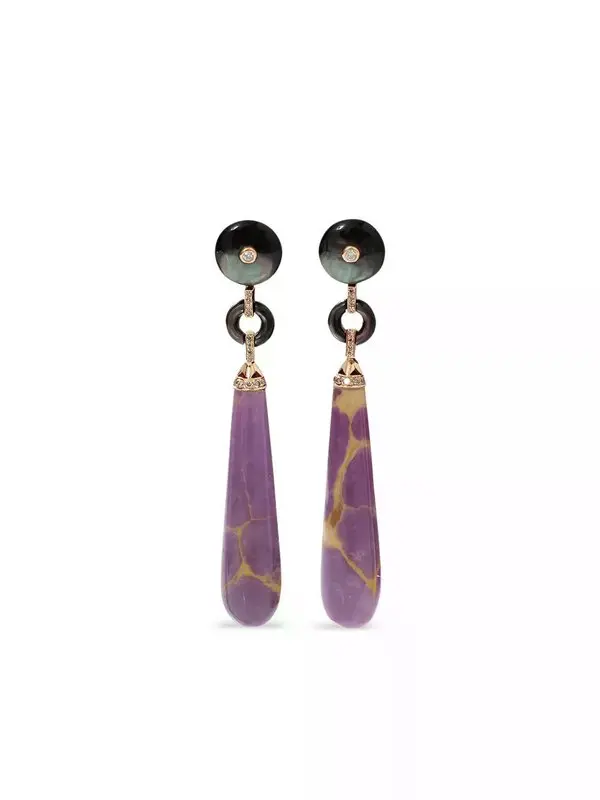 WENDY YUE 18k Rose Gold Multi-stone Drop Earrings - Pink