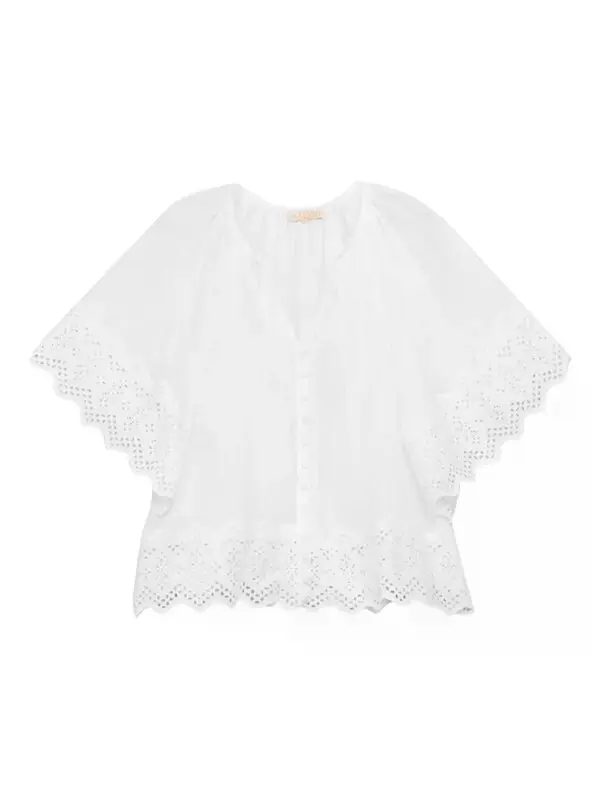 ByTiMo Slub Eyelet-trimmed Blouse