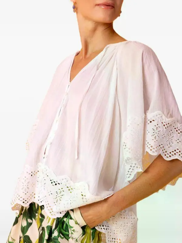 ByTiMo Slub Eyelet-trimmed Blouse