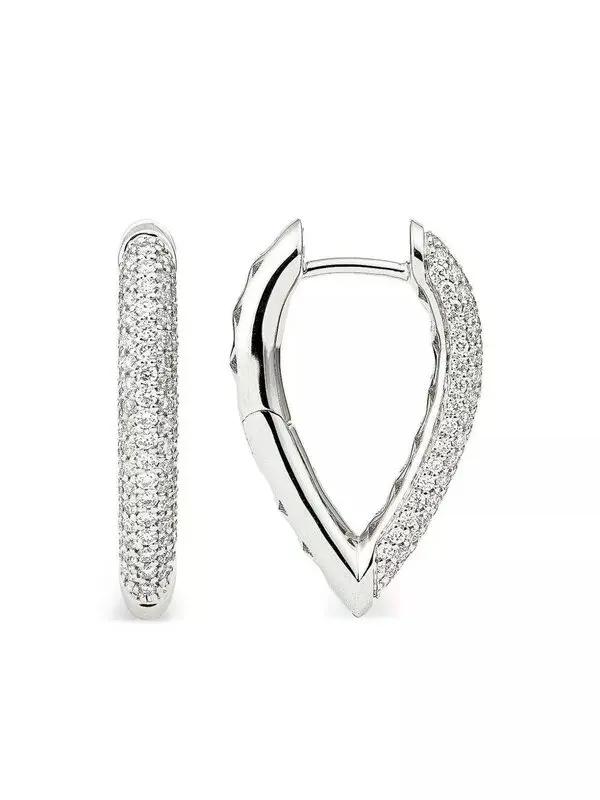 ENGELBERT 18k White Gold Diamond Teardrop Earrings - Silver