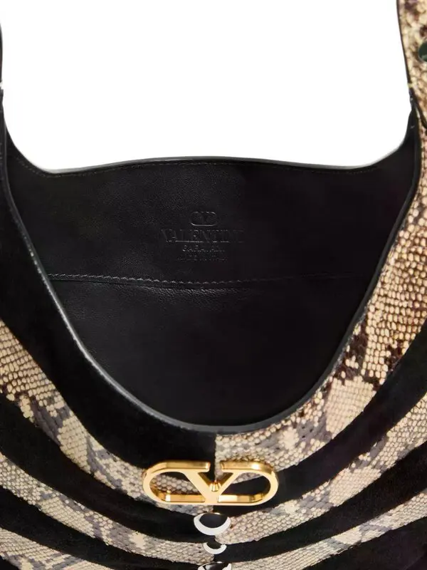 Valentino Garavani Chevron Snakeskin Shoulder Bag - Neutrals