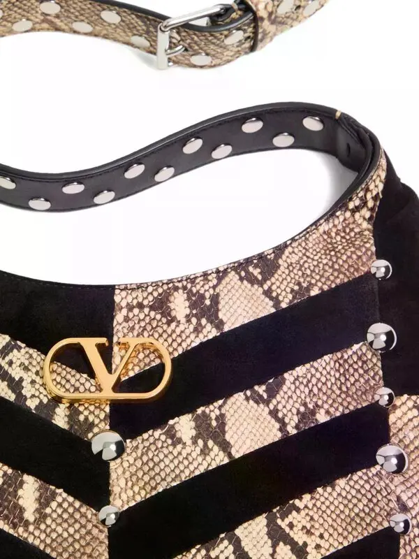 Valentino Garavani Chevron Snakeskin Shoulder Bag - Neutrals