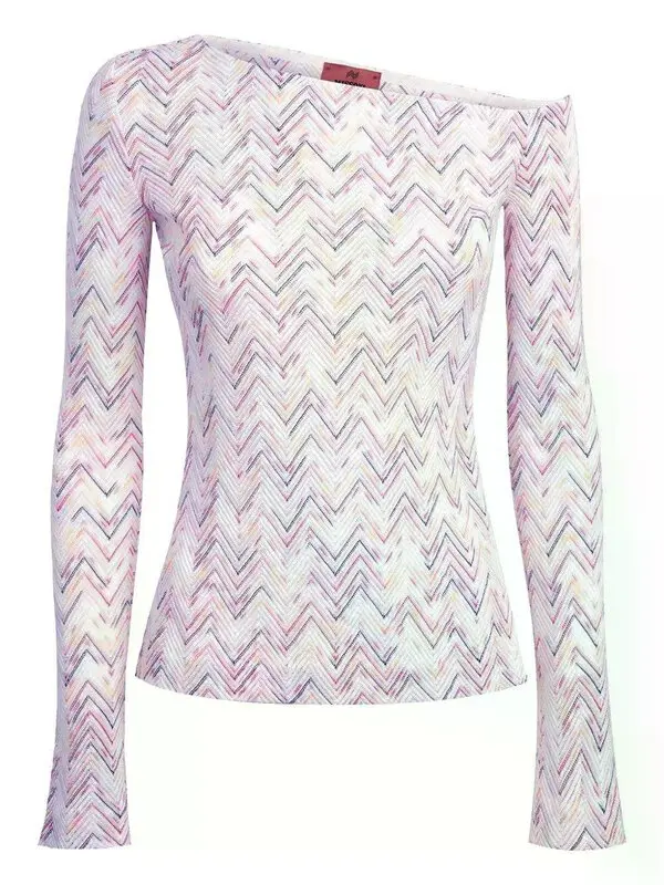 Missoni Chevron-pattern Off-shoulder Sweater
