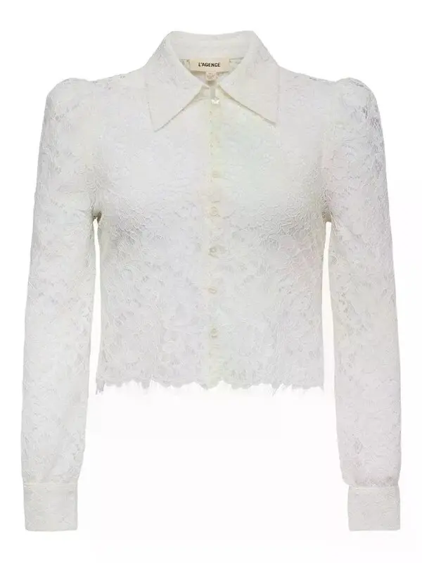 L'Agence Anita Lace Puff-sleeve Shirt - White