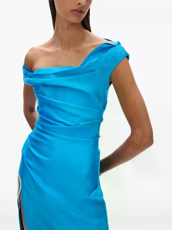Rachel Gilbert Off-The-Shoulder Satin Dress - Blue | Editorialist