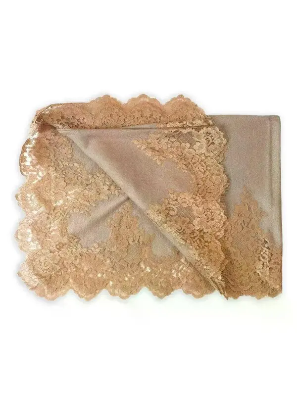 Janavi Lace-trim Scarf - Gold