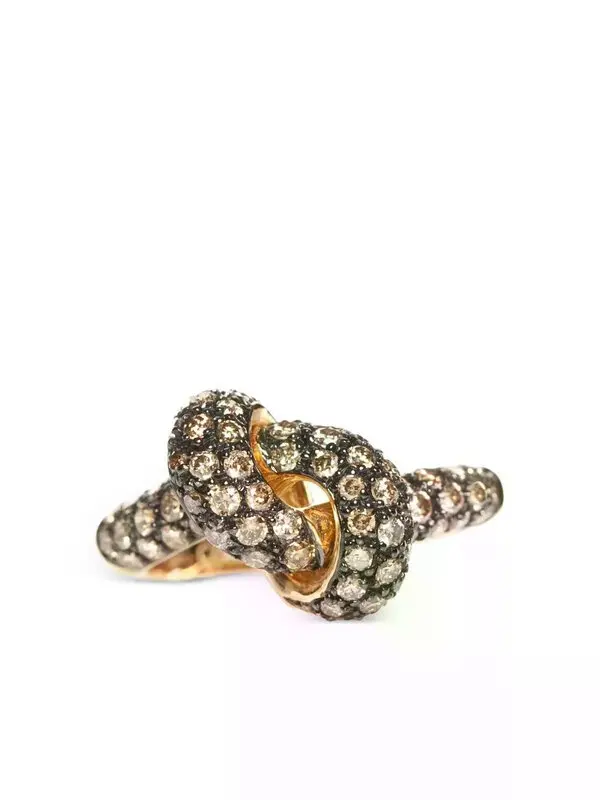THE LOVE KNOT BY CORALIE 18k Yellow Brown Diamond Love Knot Ring - Gold