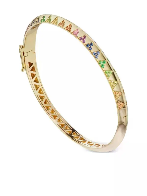 Harwell Godfrey 18k Gold Knife Edge Rainbow Multi-stone Bangle - Yellow