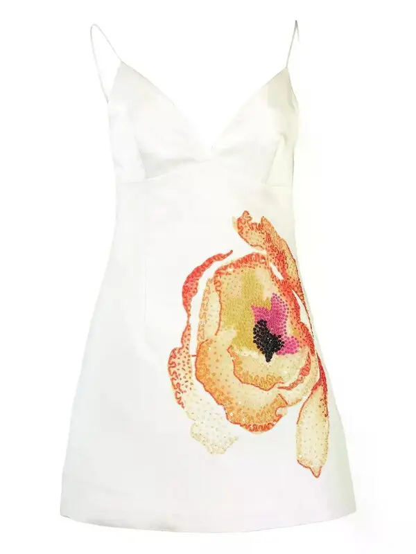 Acler Pendoylan Floral-embellished Satin Dress - White